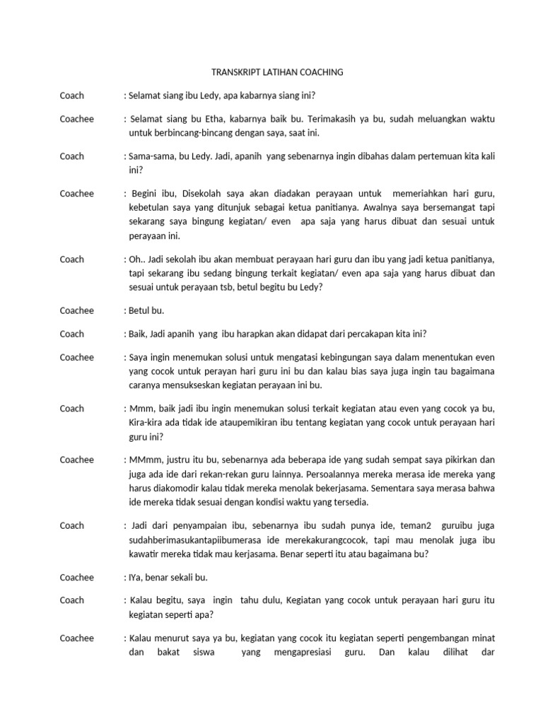 Transkript Latihan Coaching | PDF