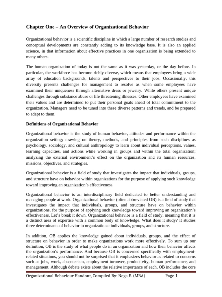 Understanding Organizational Behavior Basics | PDF | Attitude ...