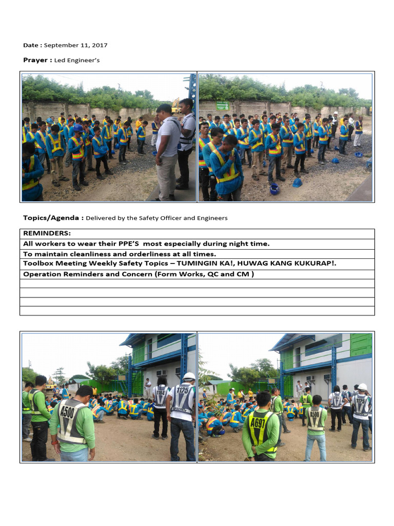 Toolbox Meeting Reports Sept.11 | PDF