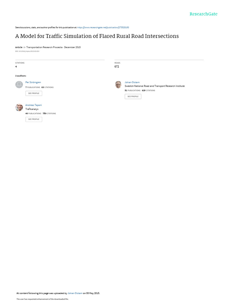 A Model For Traffic Simulation of Flared Rural Roa | PDF | Traffic ...