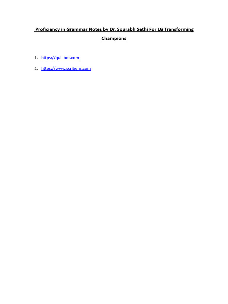 Proficiency in Grammar Notes | PDF