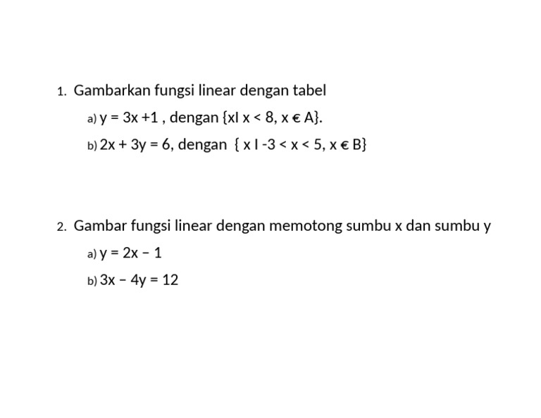 Gambarkan Fungsi Linear Dengan Tabel | PDF