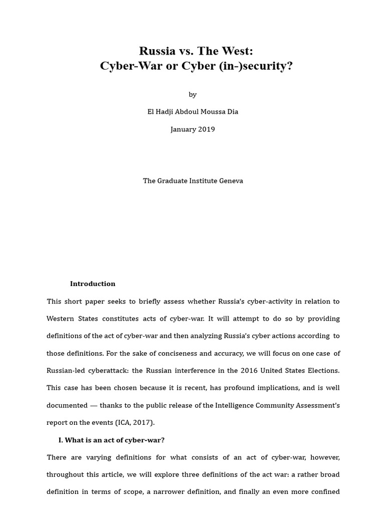 Russia's Cyber Warfare: 2016 Election Analysis | PDF | Cyberwarfare ...