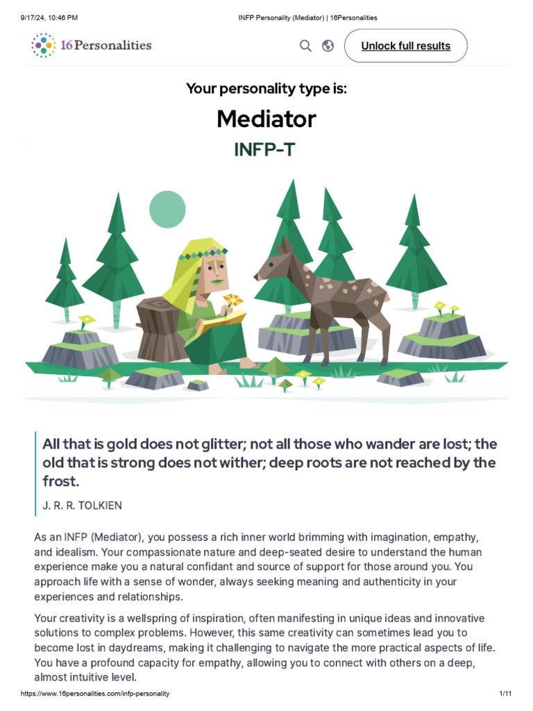 INFP Personality (Mediator) - 16personalities | PDF | Empathy | Psychological Resilience
