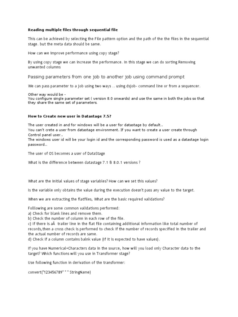 DataStage Interview Questions | PDF | Command Line Interface ...