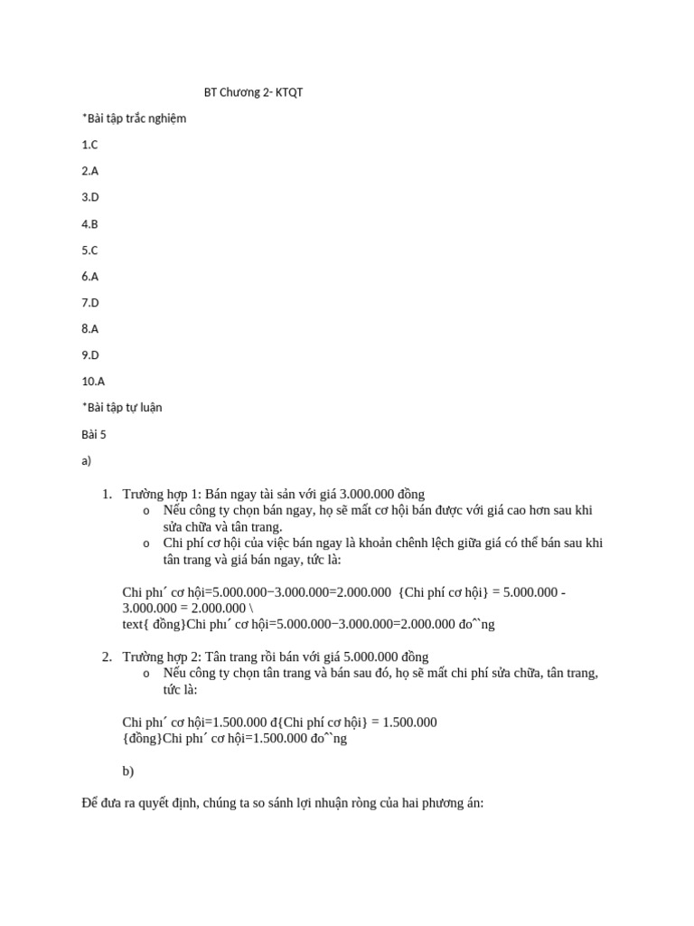 BT Chương 2-KTQT | PDF