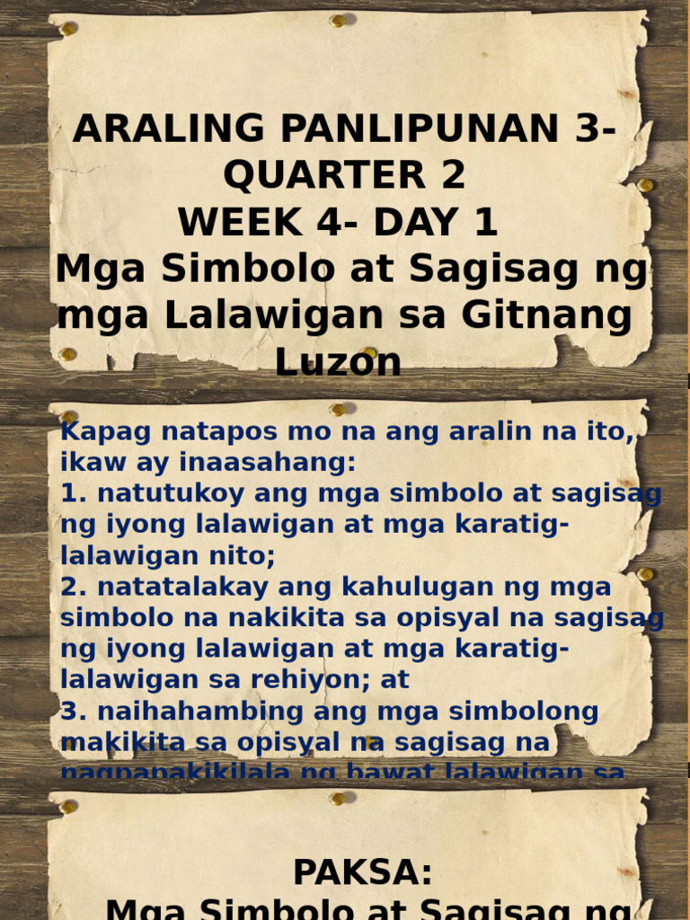 Araling Panlipunan 3-Quarter 2 Week 4 - Day 1 Mga Simbolo at Sagisag NG ...
