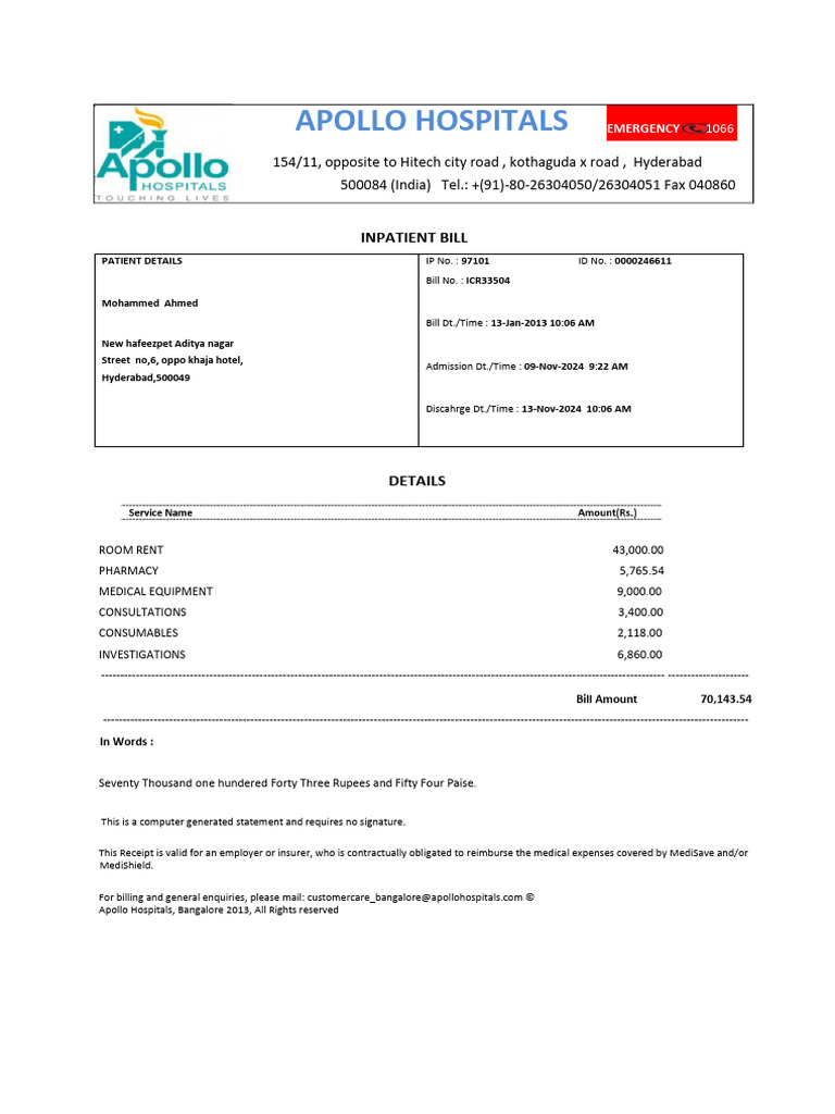 Medical-Bill Form (13-11-2024) | PDF | Health Care | Social Programs