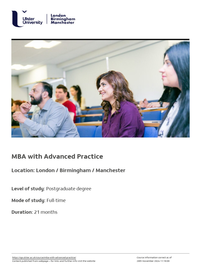 Mba With Advanced Practice | PDF | Postgraduate Education ...