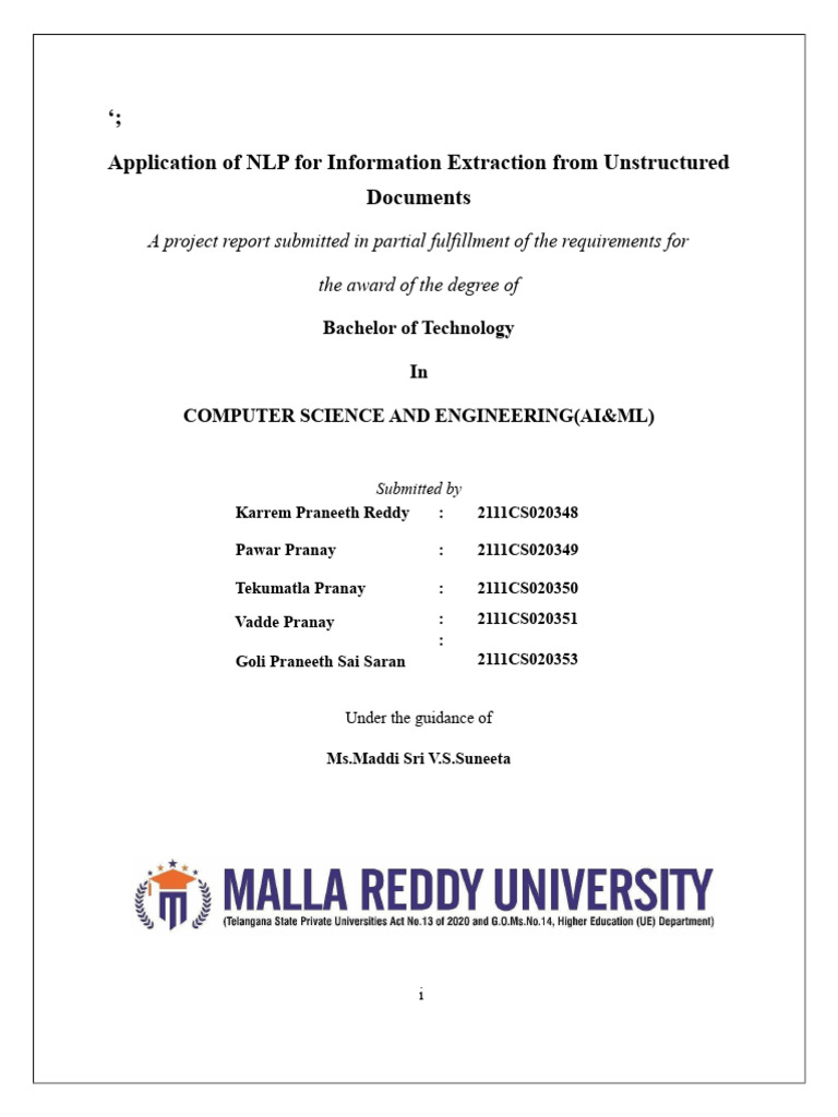 Application of NLP For Information Extraction From Unstructured ...