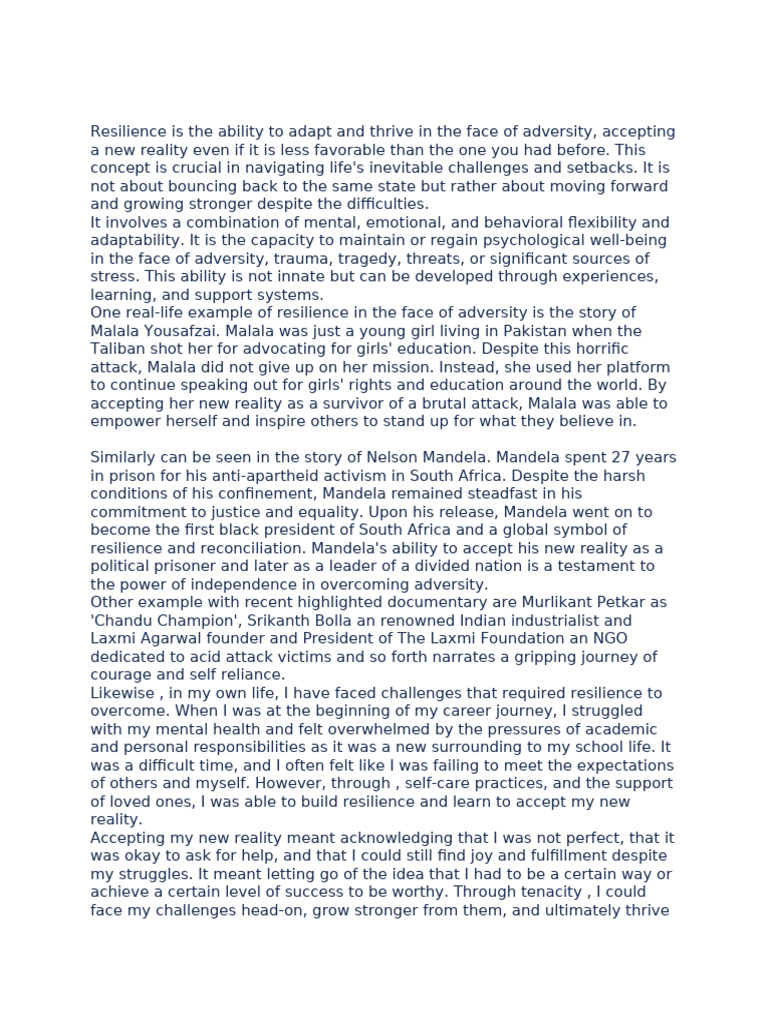 Resilience Is The Ability To Adapt and Thrive in The Face of Adversity | PDF | Psychological ...
