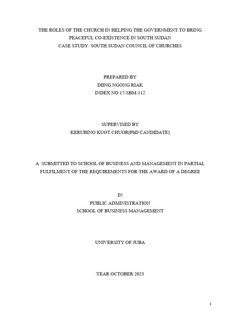 John Chol Tong | PDF | Jesus | Peacebuilding