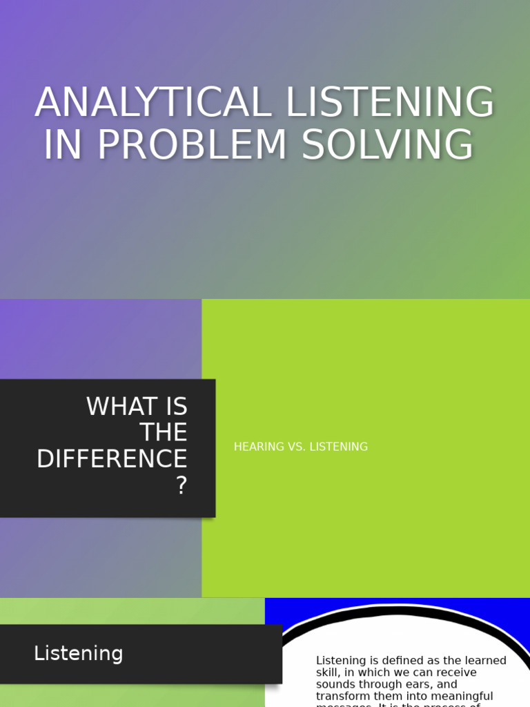 Analytical Listening in Problem Solving | PDF | Nonverbal Communication ...