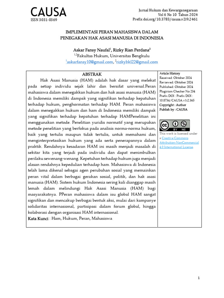 116 W Askar Causa Implementasi+peran+mahasiswa+dalam | PDF