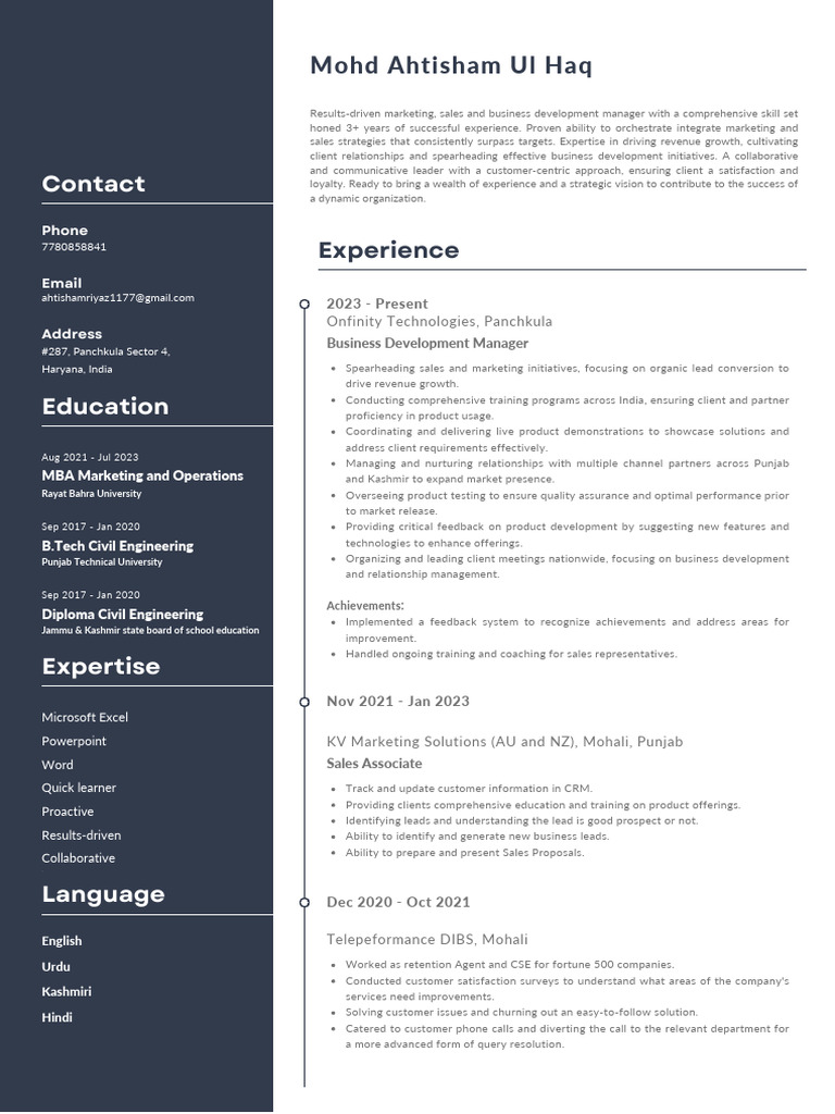 Black White Minimalist CV Resume | PDF | Marketing | Customer ...