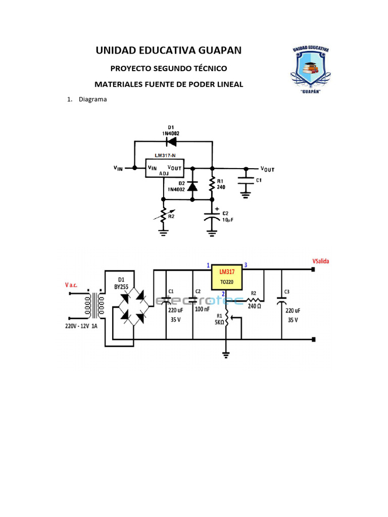 Materiales Fuente de Poder Lineal 2do Técnico | PDF
