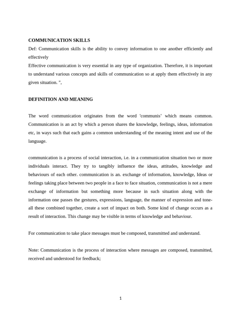Comm Skills Notes | PDF | Communication | Information