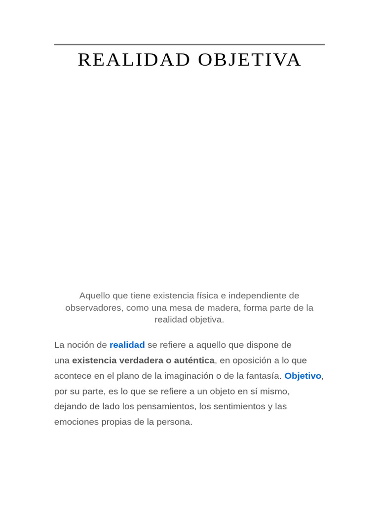 Realidad Objetiva | PDF | Verdad | Realidad
