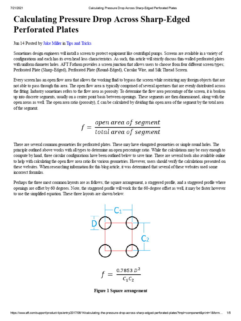Calculating Pressure Drop Across Sharp-Edged Perforated Plates | PDF ...