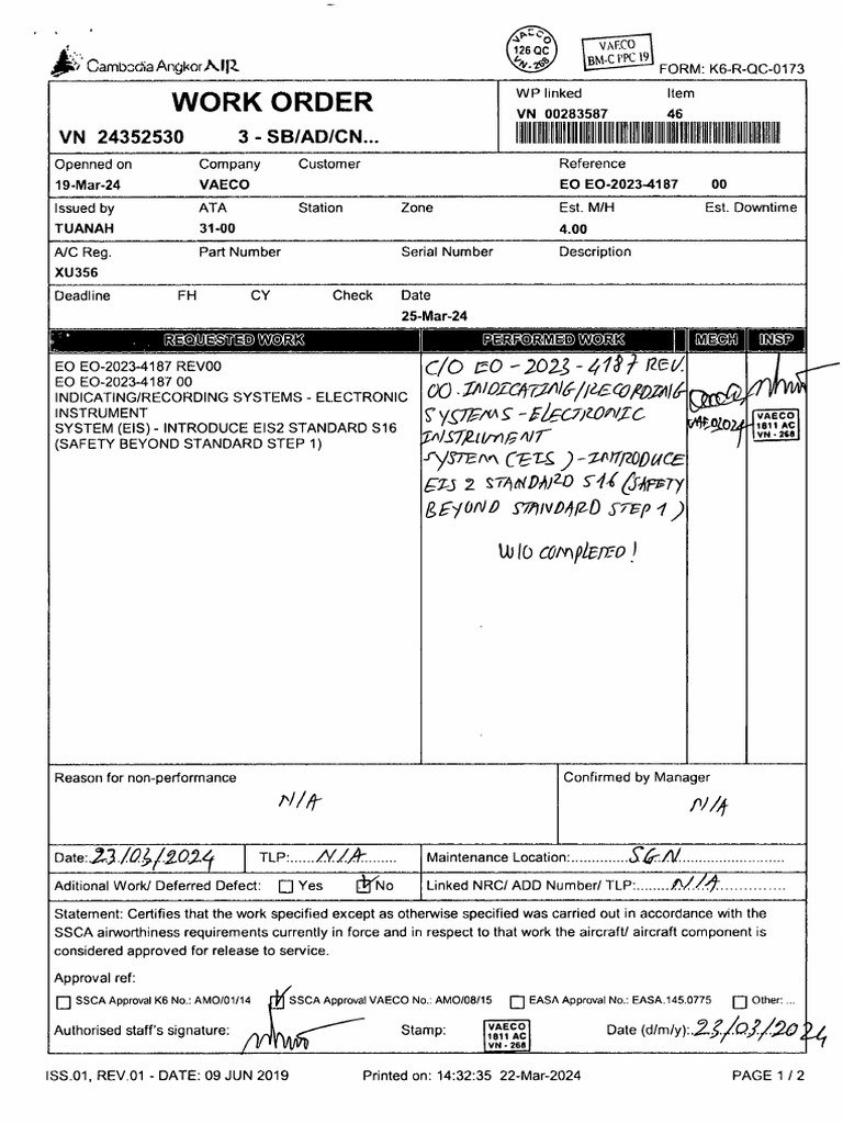 Engineering Order for EIS2 Standard 516 | PDF | Aerospace | Aviation