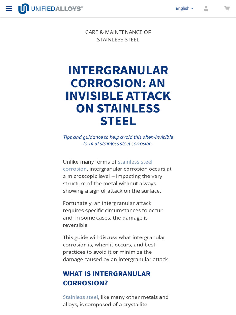 Intergranular Corrosion - An Invisible Attack On Stainless Steel - Unified Alloys | PDF ...