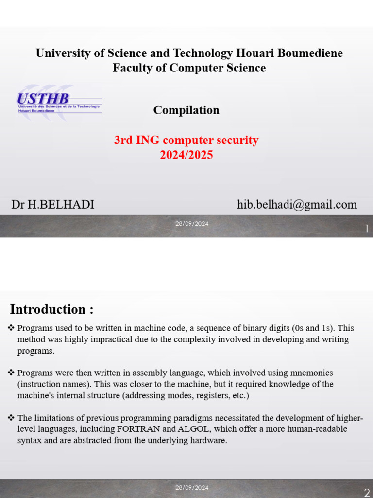 1 - Introduction Compile | PDF | Parsing | Compiler
