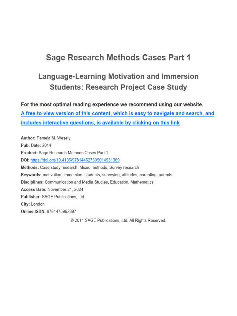 Language Learning Motivation Case Study | PDF | Qualitative Research ...