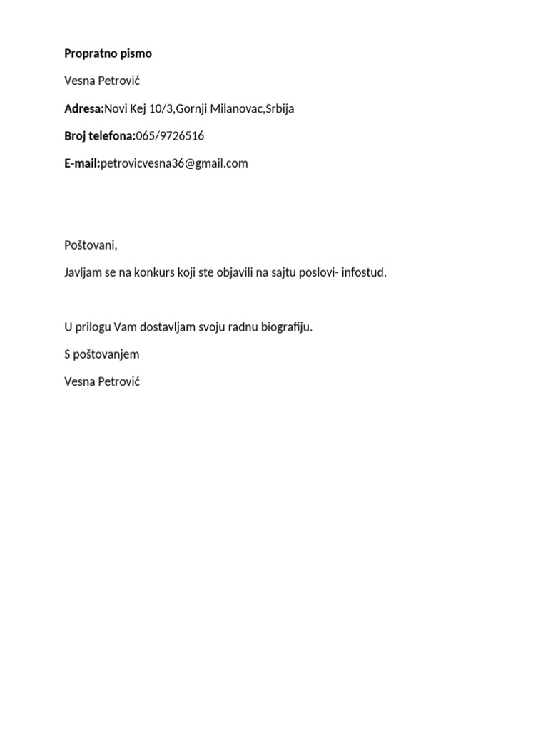 Propratno Pismo | PDF