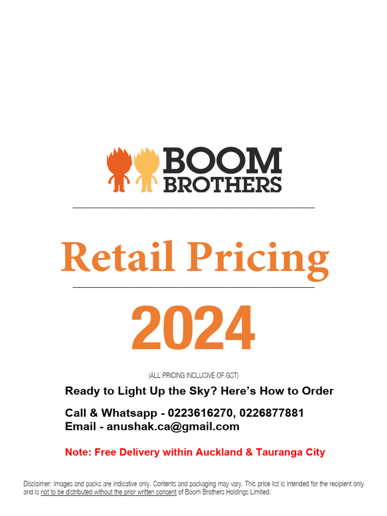 Boom Brothers - Retail Pricelist 2024 | PDF | Fireworks | Solar System