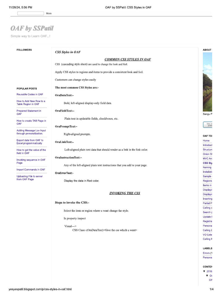 CSS Styles in OAF | PDF