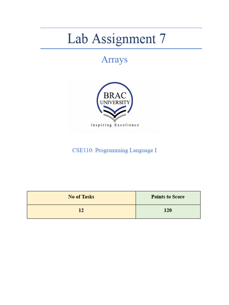 Assignment 7 - Arrays | PDF | Integer (Computer Science) | Computer Science