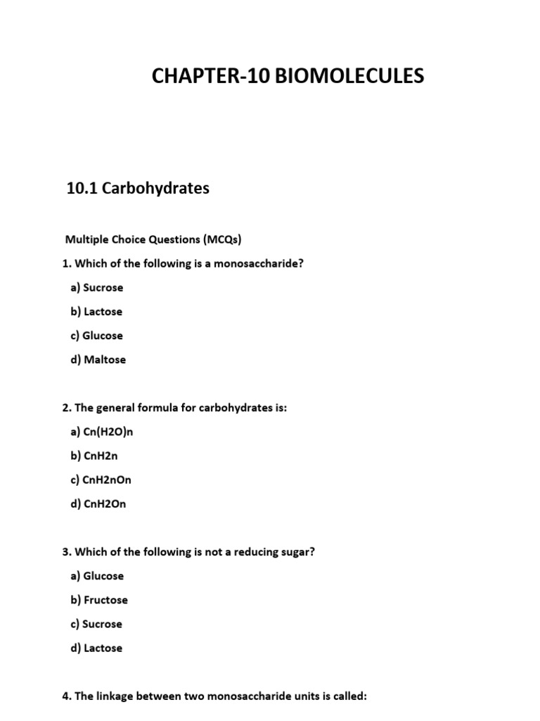 Carbohydrates MCQs and Case Studies | PDF | Enzyme | Rna