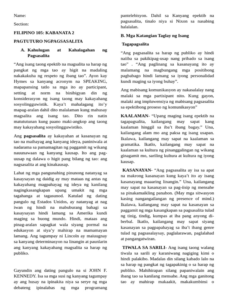 FIL 103 - Kab 2 | PDF