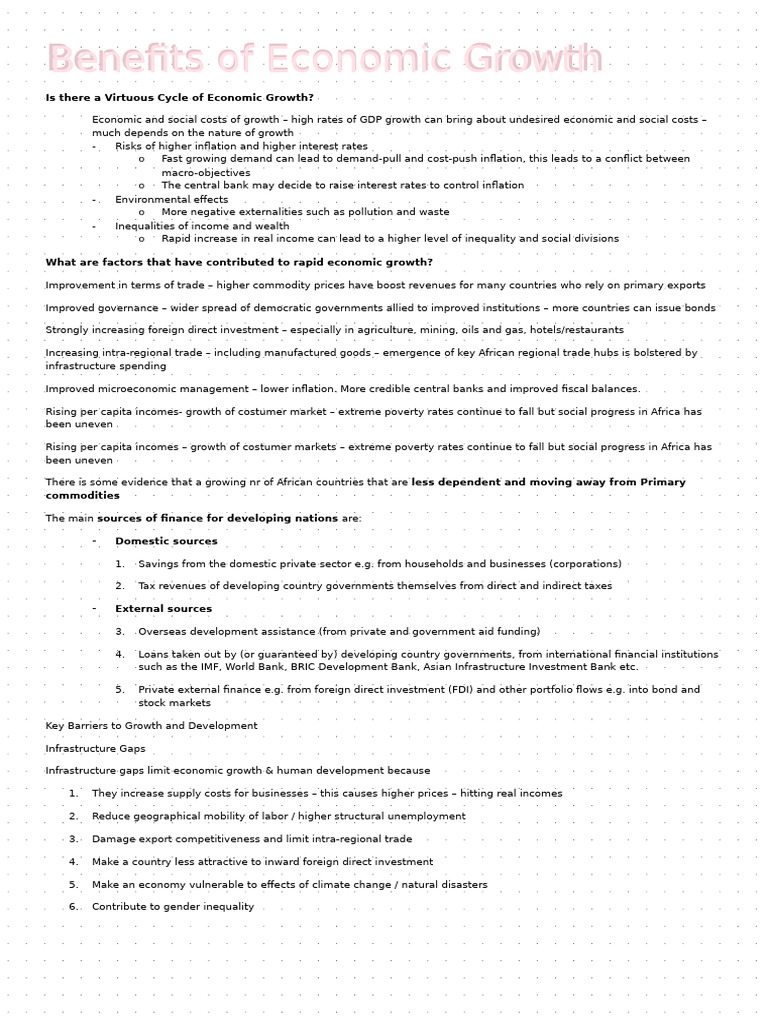 Economic Growth: Benefits and Challenges | PDF | Economic Growth ...