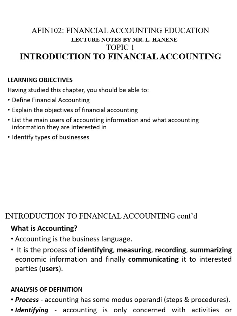 Introduction To Financial Accounting | PDF | Debits And Credits ...