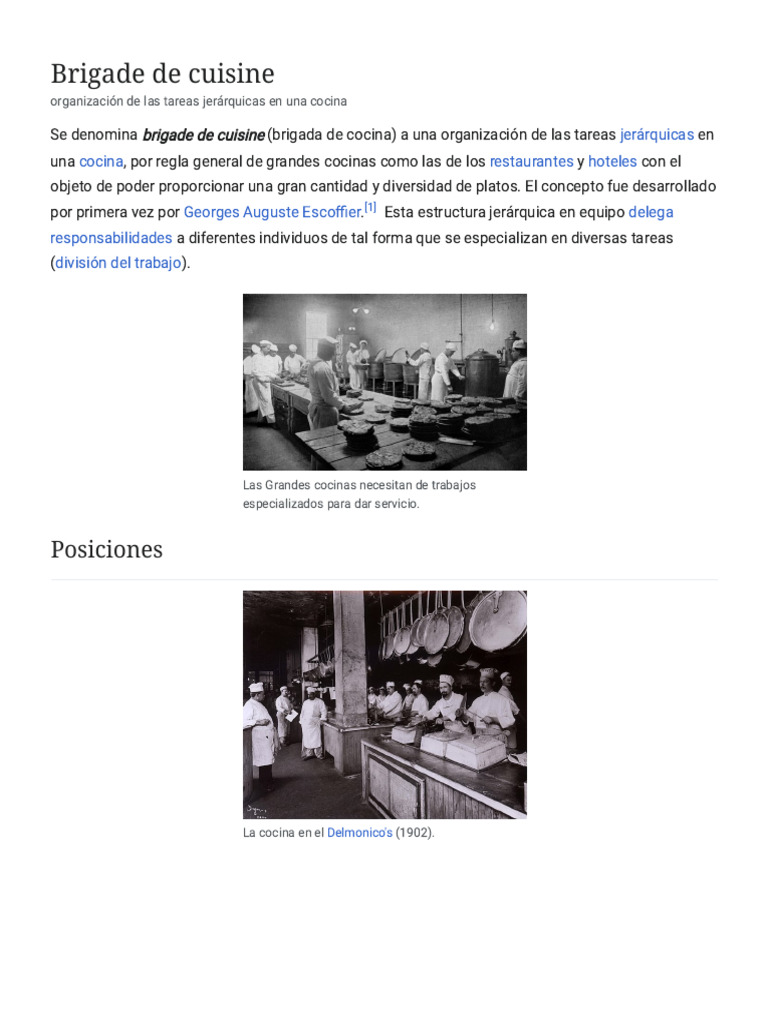 Brigade de Cuisine - Wikipedia, La Enciclopedia Libre | PDF | Fritura ...