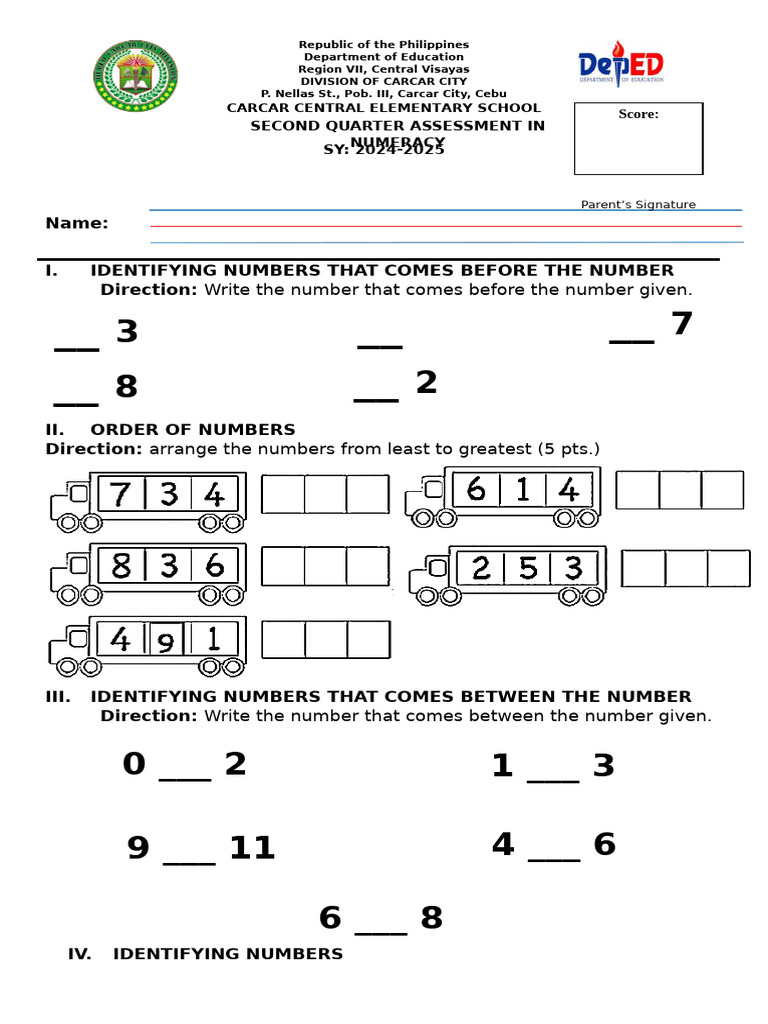 Second Quarter Test Numeracy | PDF