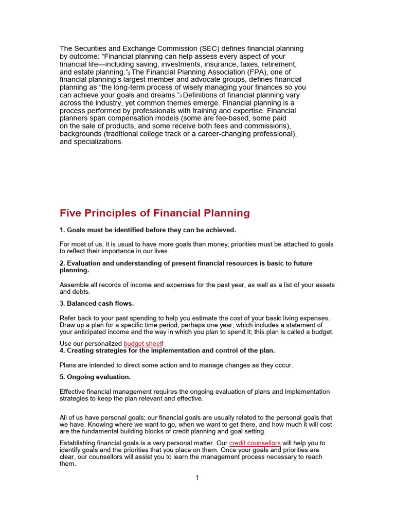 5 Principles of Finance | PDF | Financial Plan | Expense