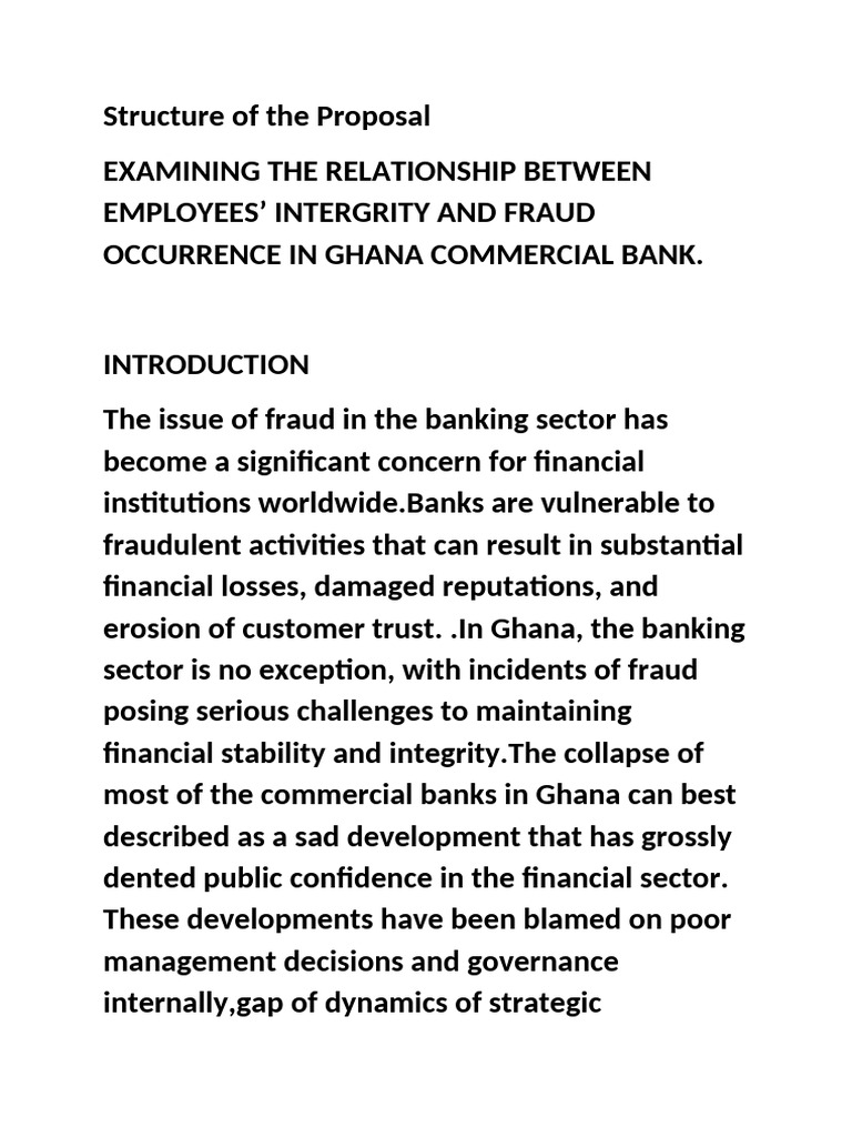 Structure of The Proposal - For Marking | PDF | Banks | Integrity