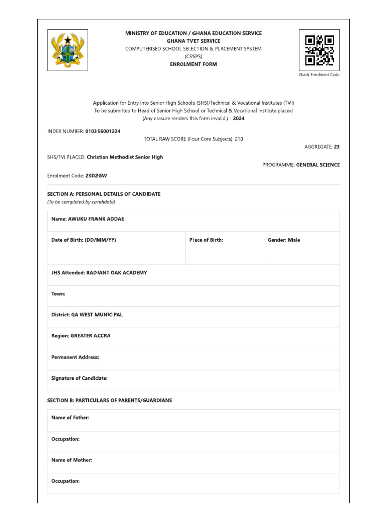 Enrolment Form Pdf