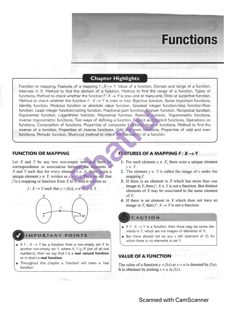Functions Revision Theory | PDF