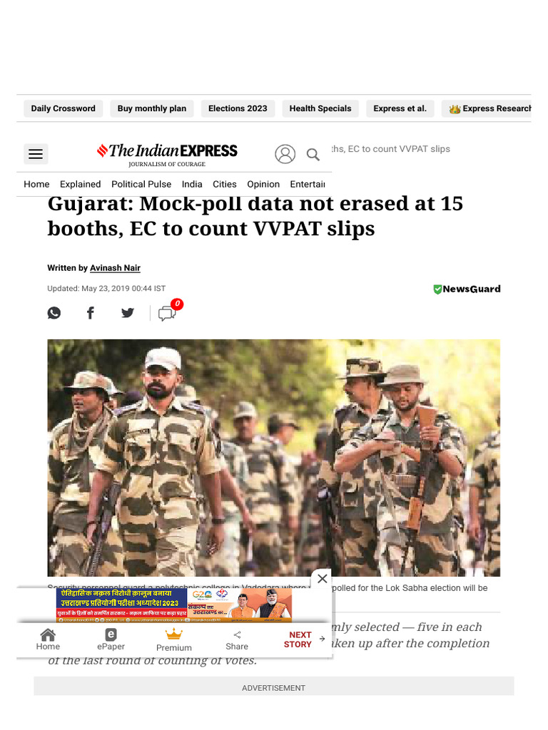 Gujarat: Mock-Poll Data Not Erased at 15 Booths | PDF | Political ...