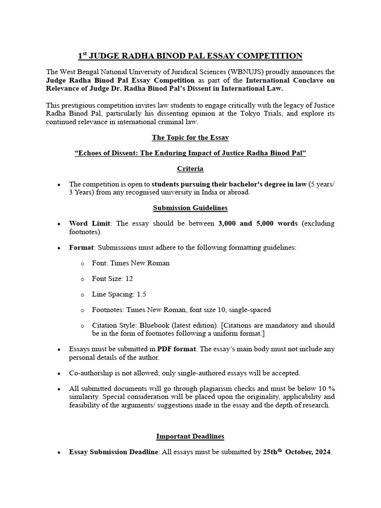 Essay Invitation FINAL | PDF | Justice | Crime & Violence