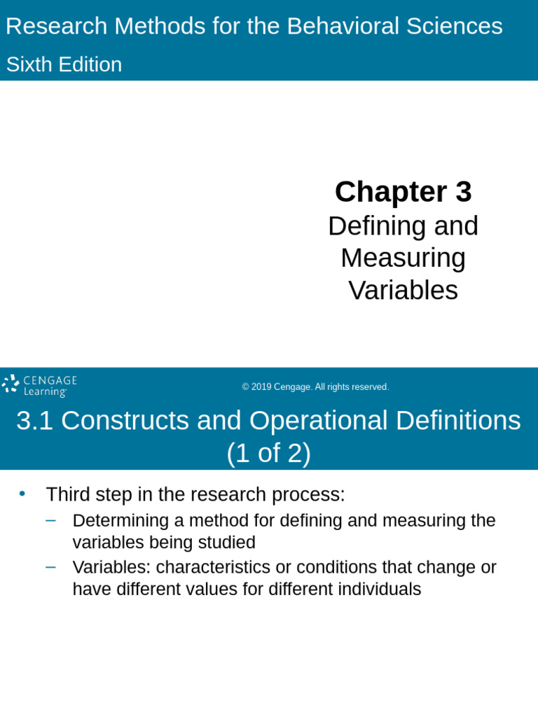 Chapter 3 Defining and Measuring Variables | PDF | Level Of Measurement | Validity (Statistics)