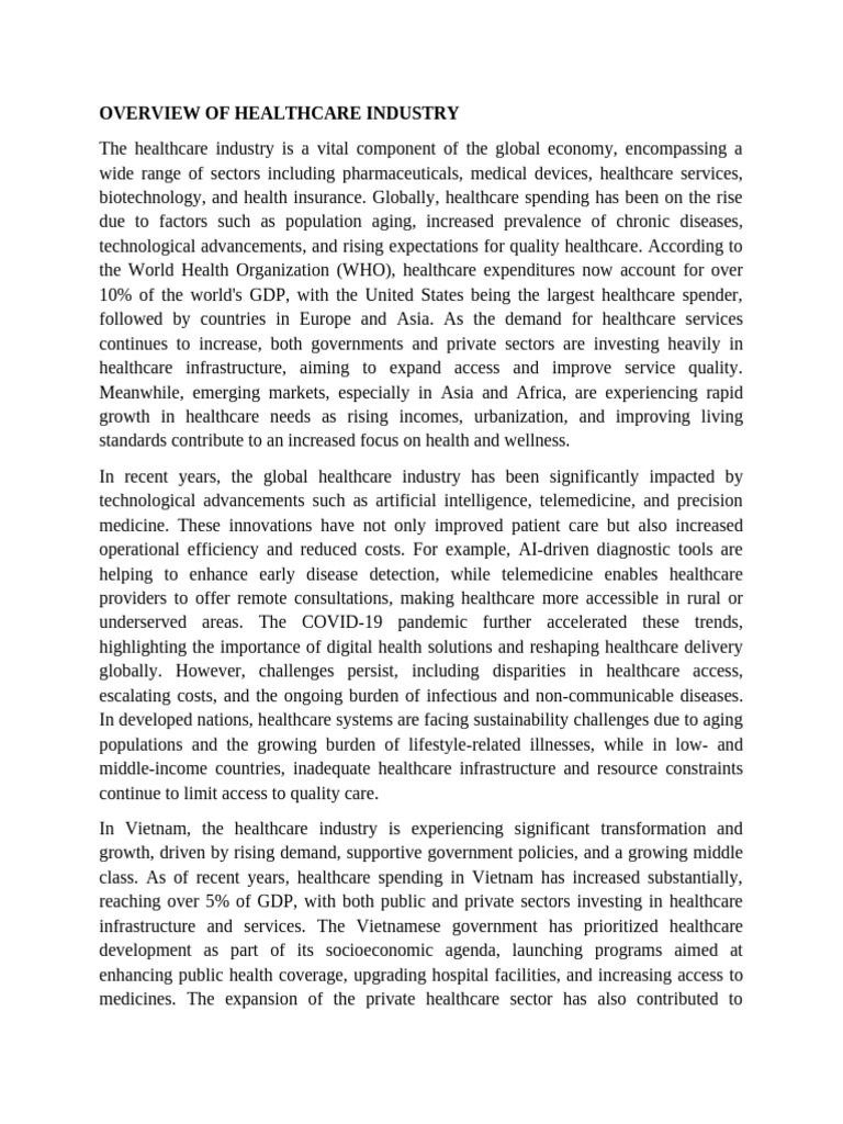 Overview About Healthcare Industry | PDF | Health Care | Healthcare ...