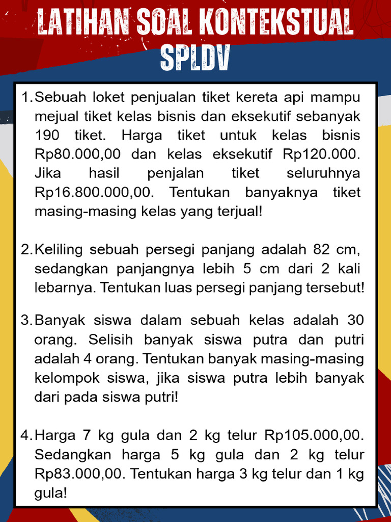 Mat 8 Soal Kontekstual SPLDV | PDF