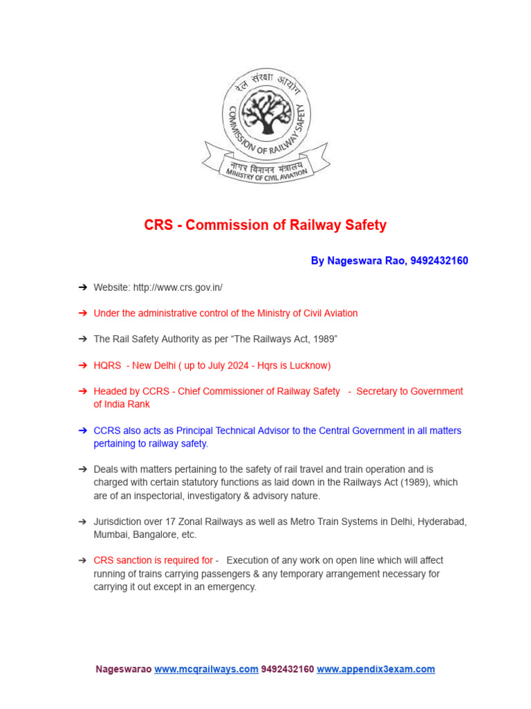 CRS: Railway Safety Authority Overview | PDF