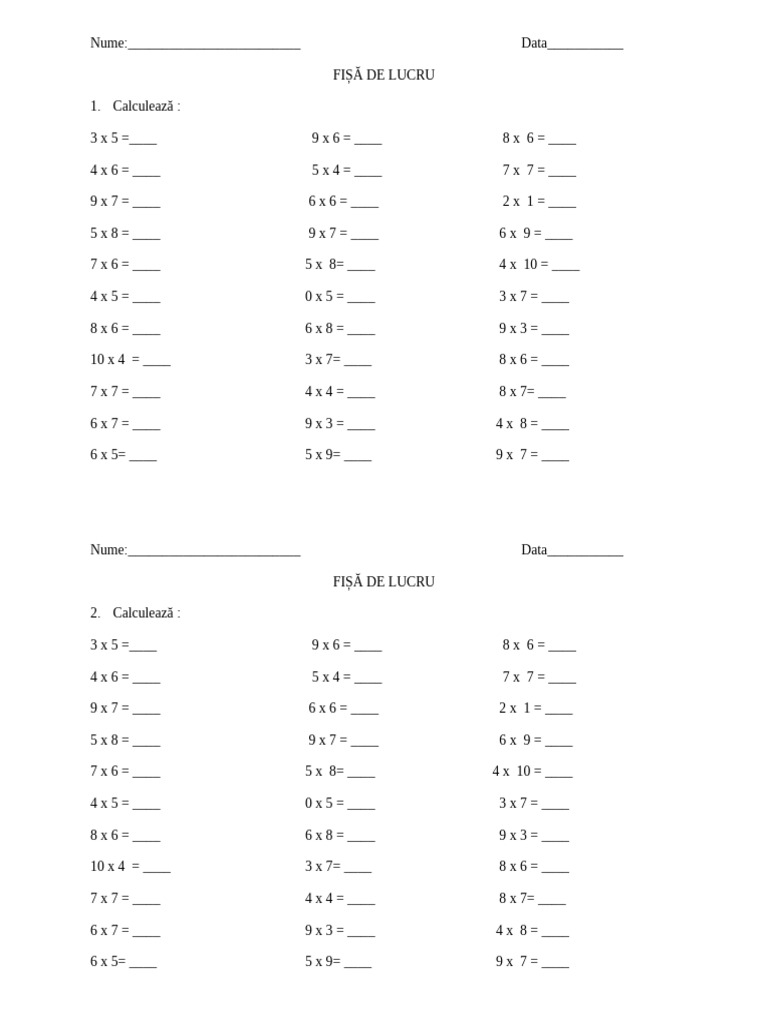 Fisa Inmultire | PDF