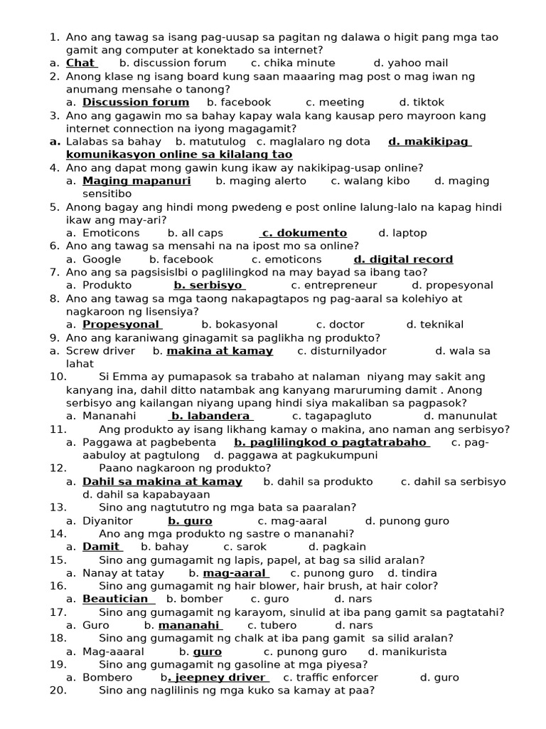 Epp Reviewer 2ND Quarter | PDF