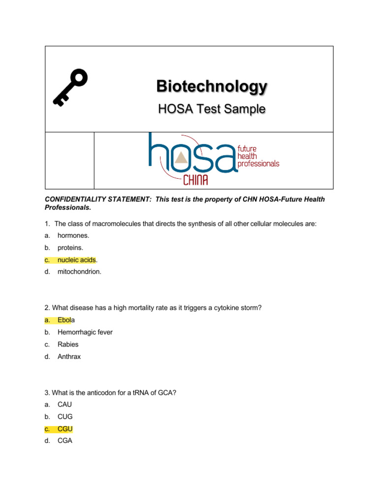 Hosa MCQ | PDF